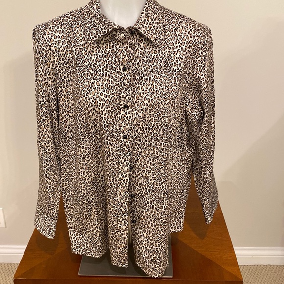 Tops | Talbots Animal Print Stretch Blouse | Poshmark
